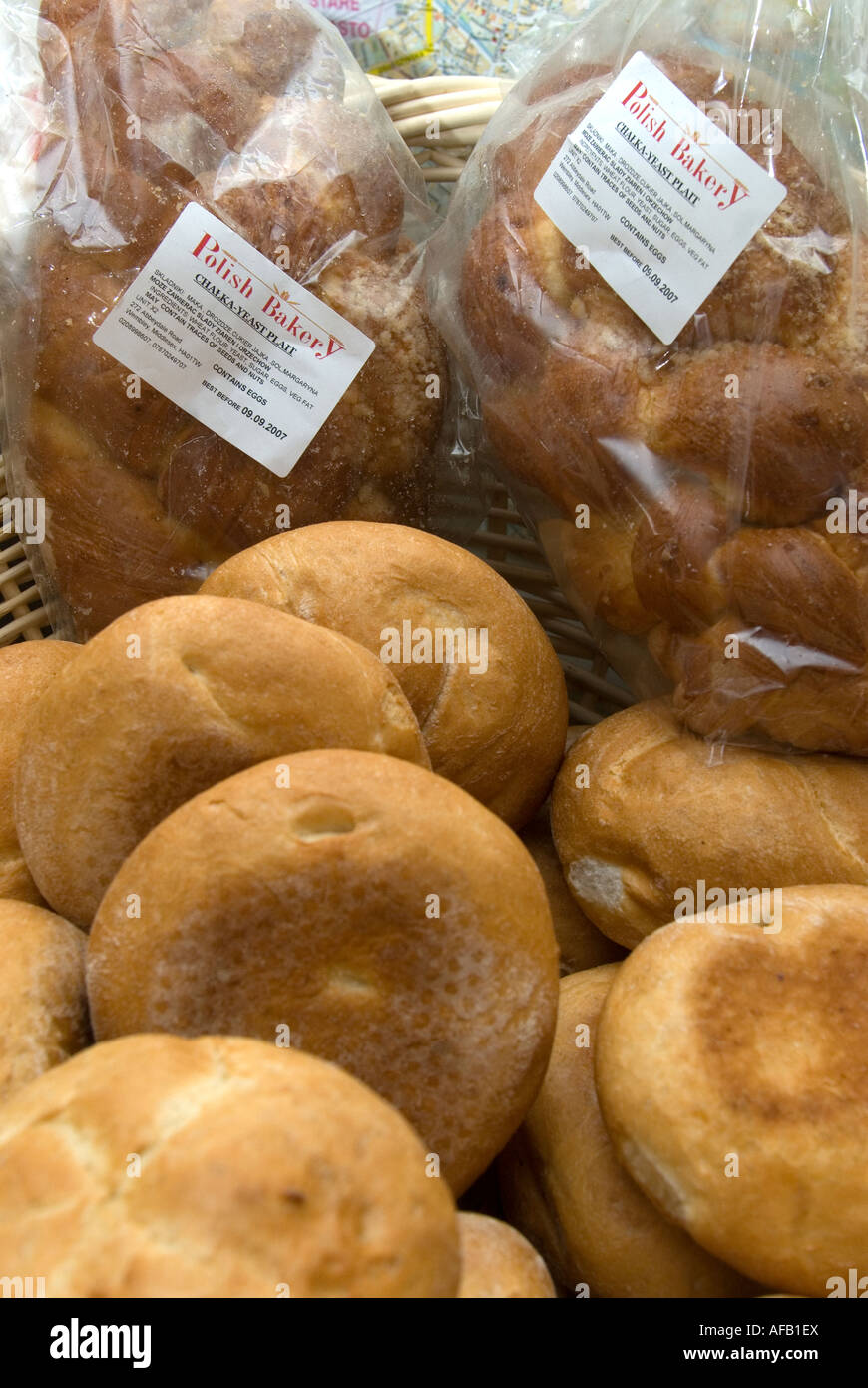 Polish bread on display in Polish supermarket, High Street, Whitton ...