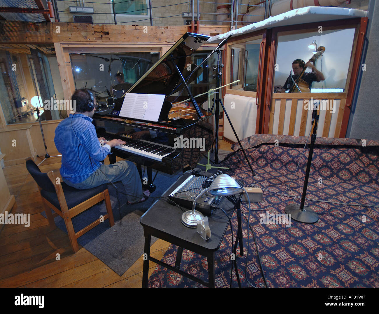 Jazz Trio recording Stock Photo - Alamy