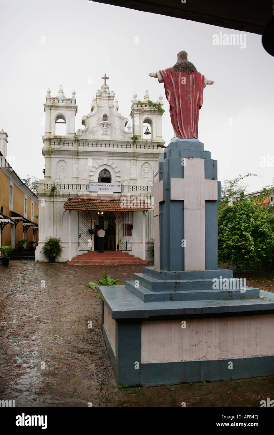 St Anthony's statue and church dominates the central court of Tiracol ...
