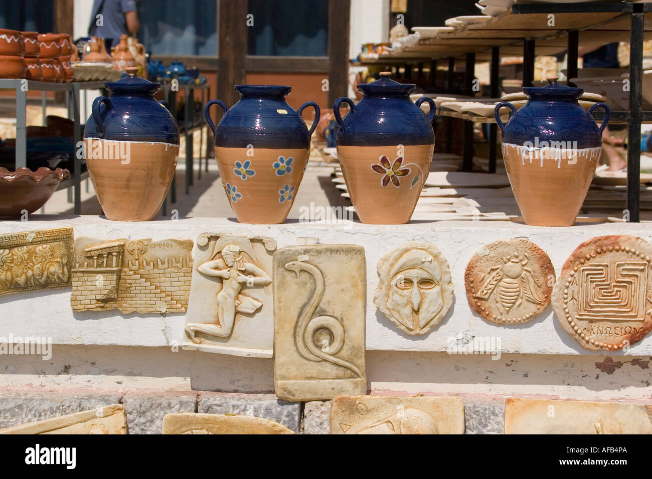 pottery for sale at rethymno on the greek island of crete Stock Photo ...