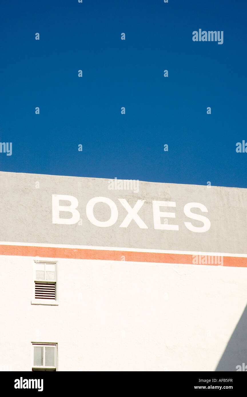 Boxes sign on a building in Miami Florida Stock Photo - Alamy