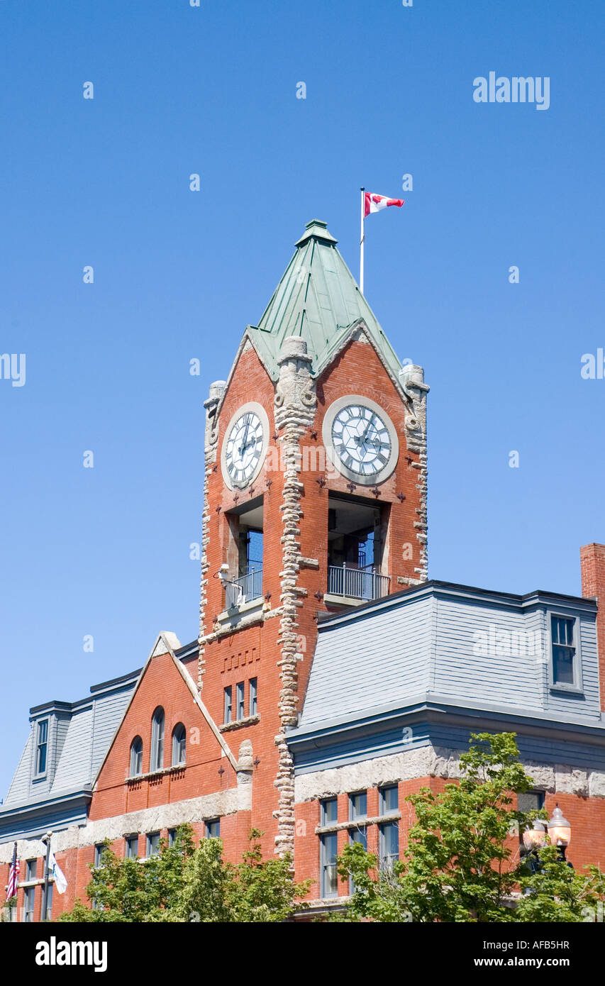 Clock tower on the Hurontario Street in Collingwood Ontario Canada ...
