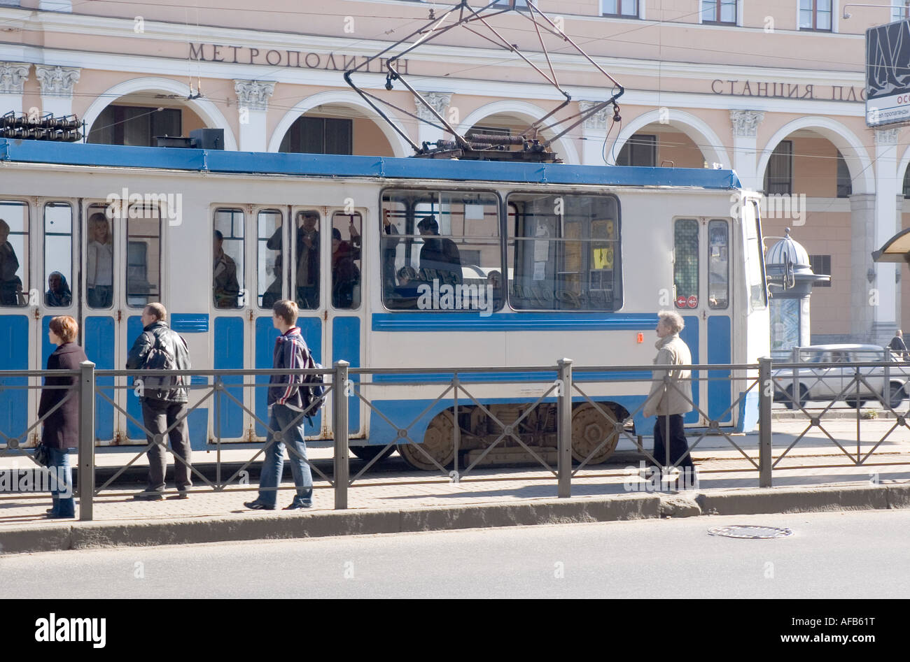 Street tram in Saint Petersburg Russia Stock Photo - Alamy