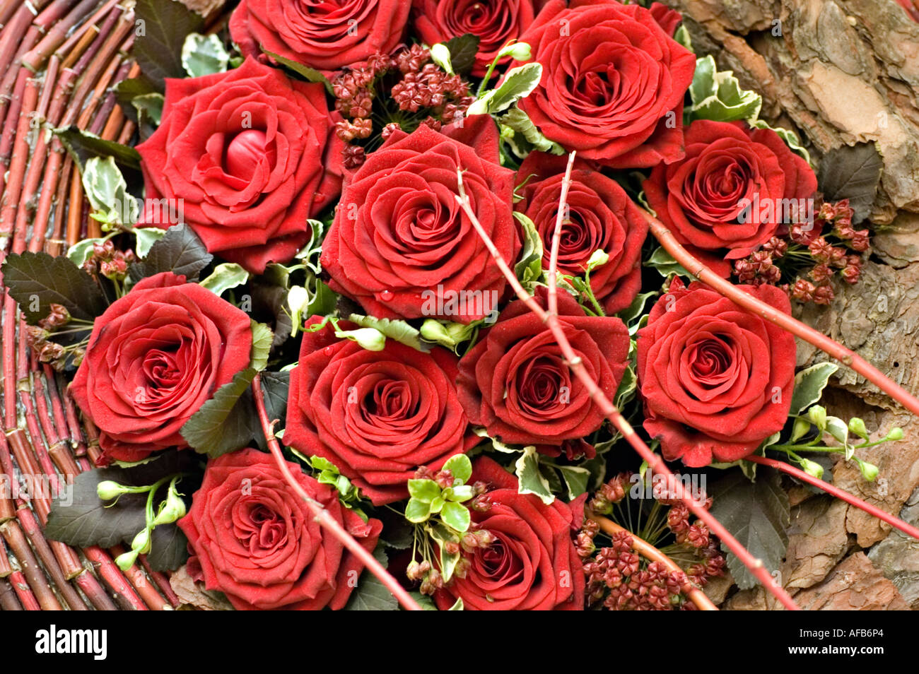 Flower arrangement of red roses Stock Photo - Alamy