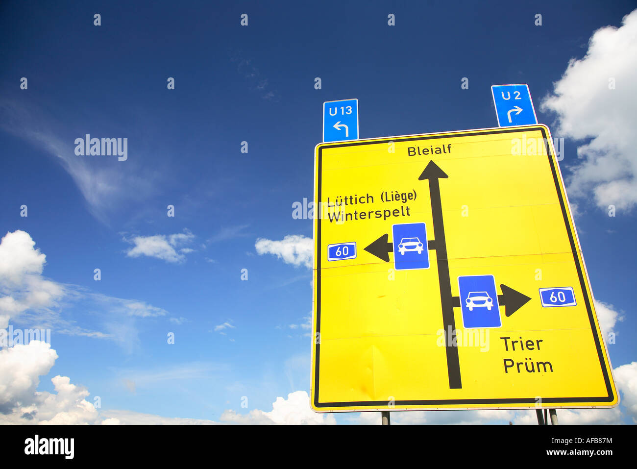 Roadsign along a road in the Eifel area, Germany Stock Photo - Alamy