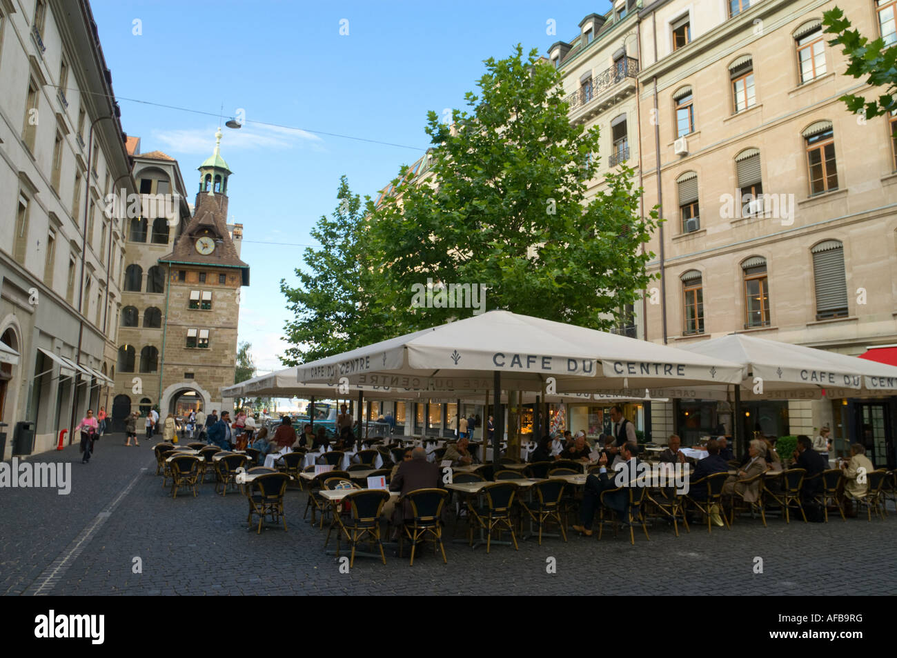 Street cafe in Geneve Stock Photo - Alamy
