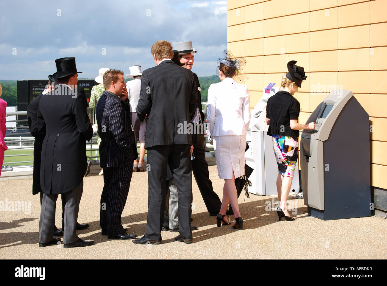 Queue for cash machine in Royal Enclosure, Royal Ascot Meeting, Ascot ...