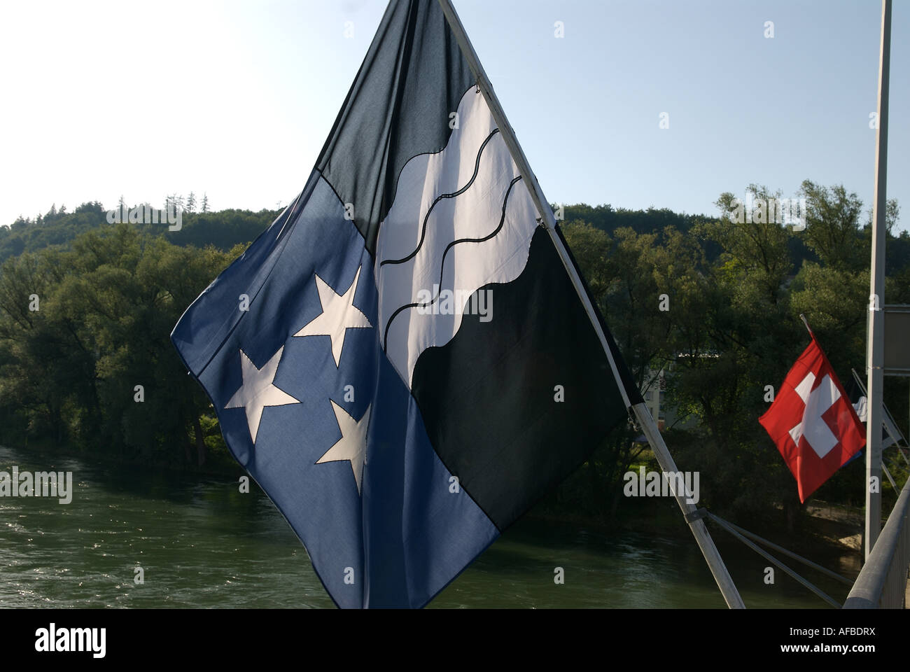 Aarau, Flag of the Cantone Aargau and of Switzerland Stock Photo - Alamy
