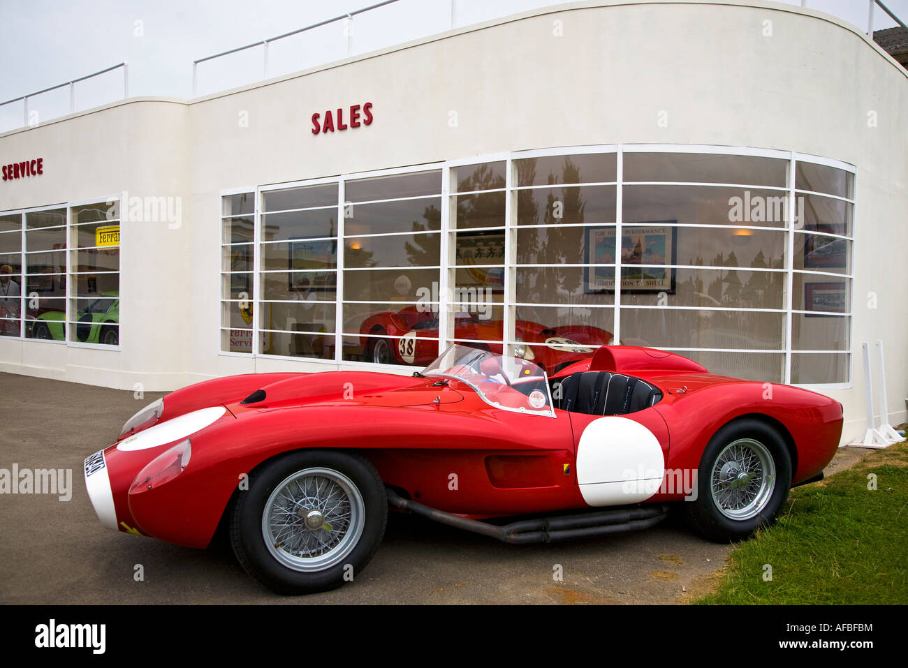 250 Testa Rossa of the 1950s outside the Art Deco style of the Woad ...