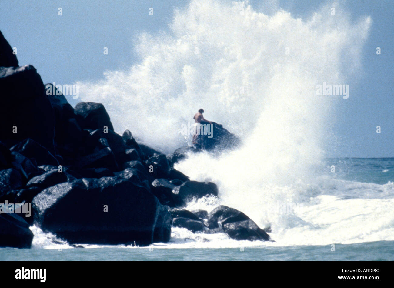 Giant waves generated by storms crash into boulders at Stumpy Bay St ...