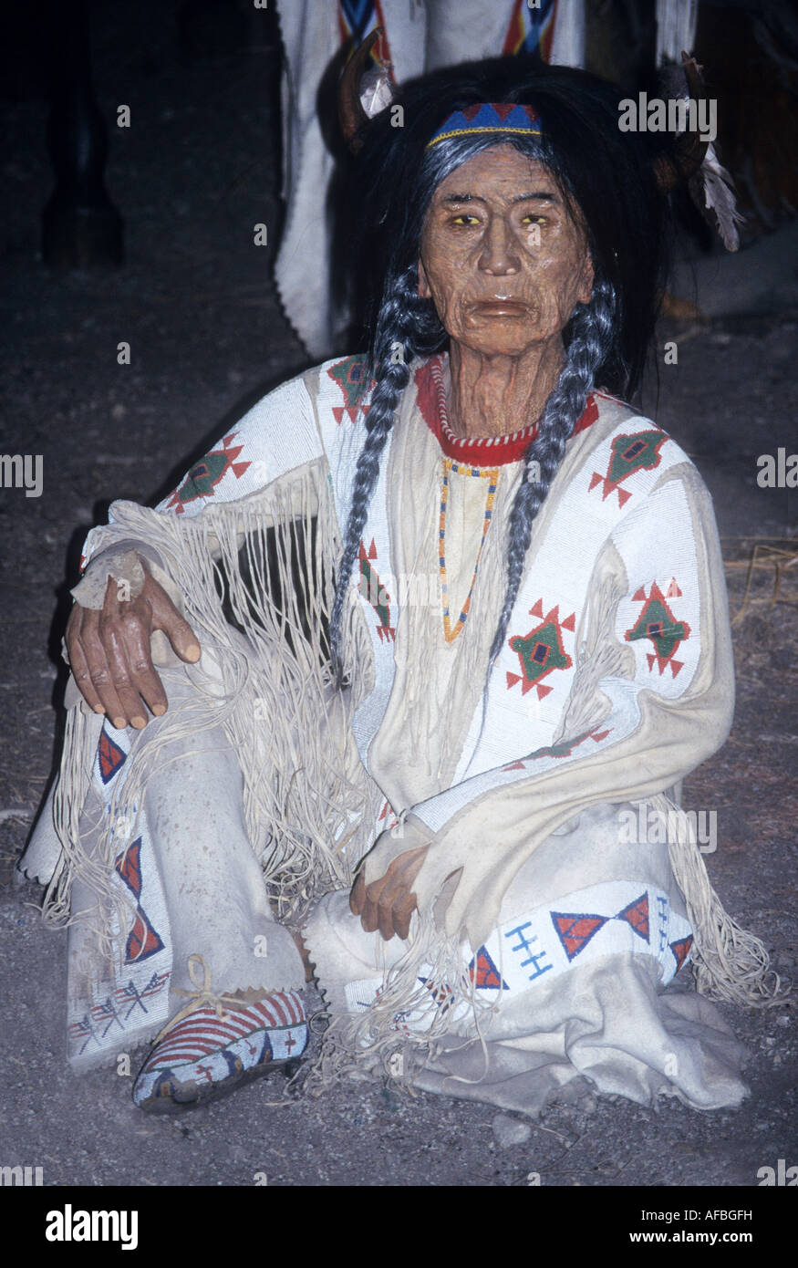 Lifelike waxwork of an American Indian woman in the Banff First Nation ...