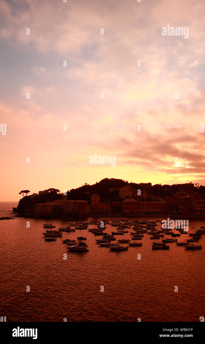 Sestri Levante at dusk, Italy Stock Photo - Alamy