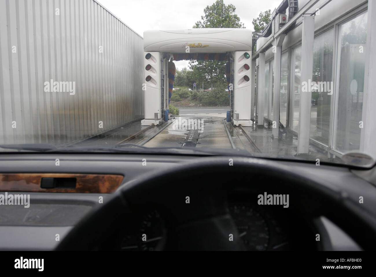 Driver's eye view of car going through car wash Stock Photo - Alamy