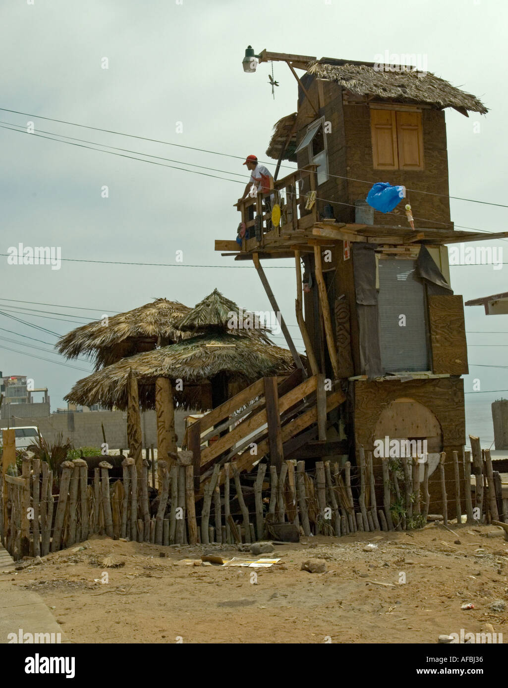 Three Story Shack at the Beach Stock Photo - Alamy