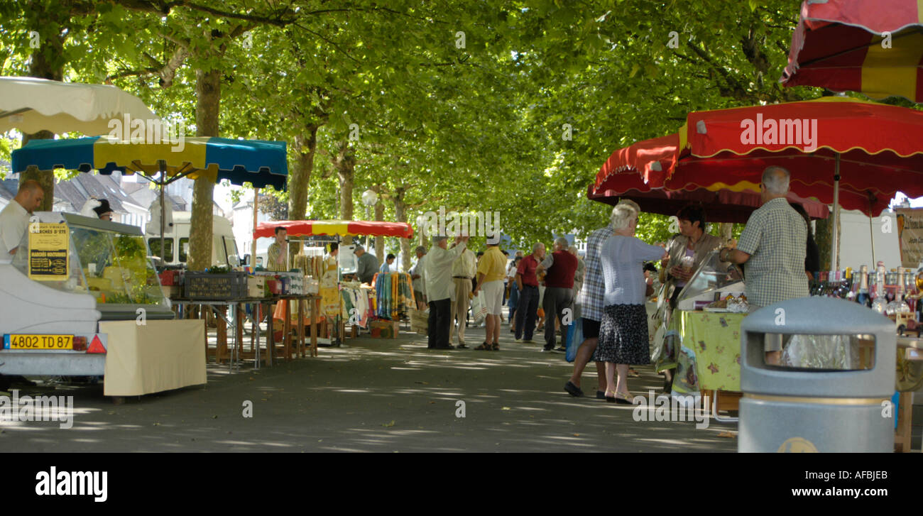 french local market under trees in St Yrieix La Perche dordogne france ...