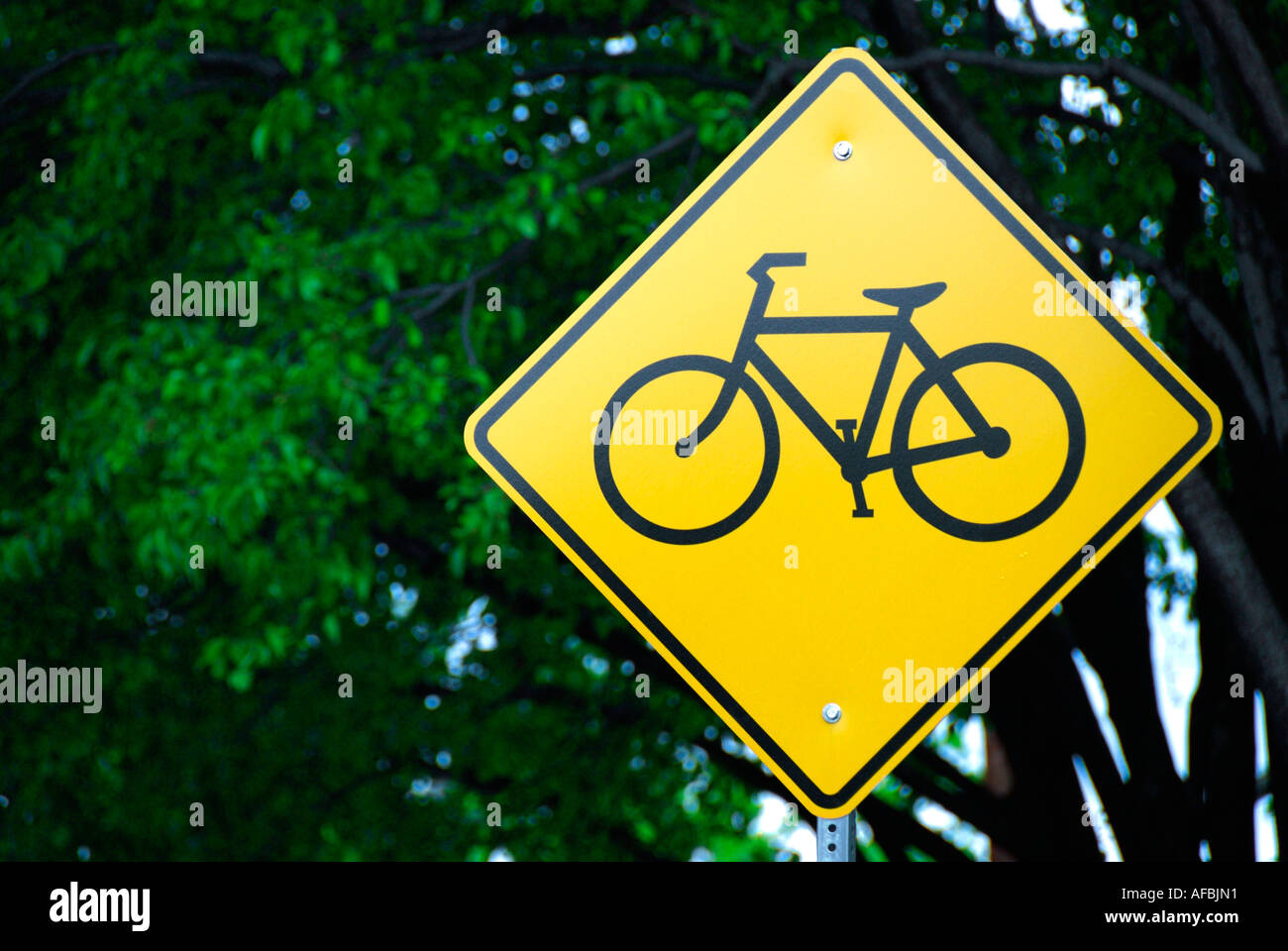 Yellow Bike Sign Stock Photo - Alamy