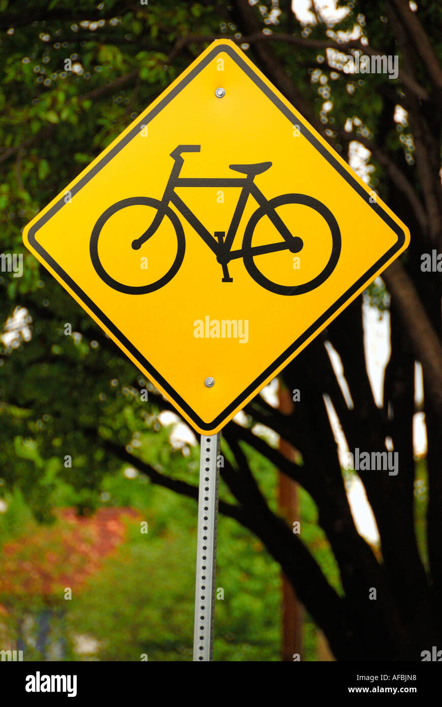 Yellow Bike Sign 2 Stock Photo - Alamy