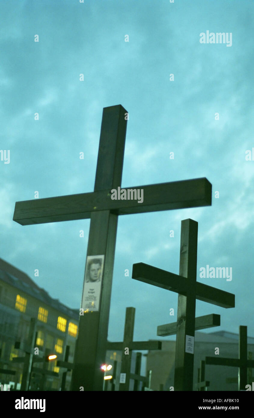 Part of the temporary Freedom Memorial on Checkpoint Charlie Berlin ...