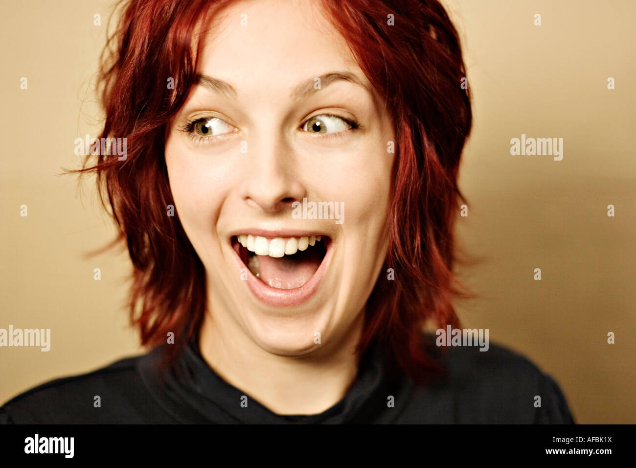 Young woman laughing, portrait Stock Photo - Alamy