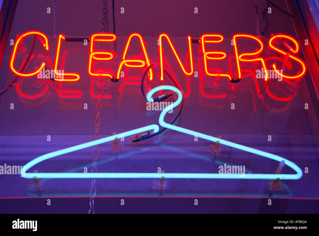 Neon ^Cleaners Sign Stock Photo - Alamy