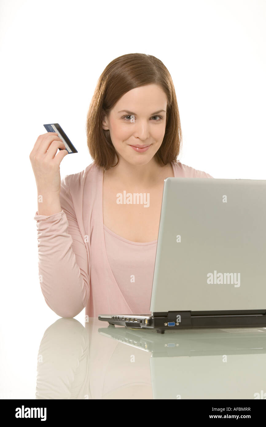 Young woman using laptop, portrait Stock Photo - Alamy