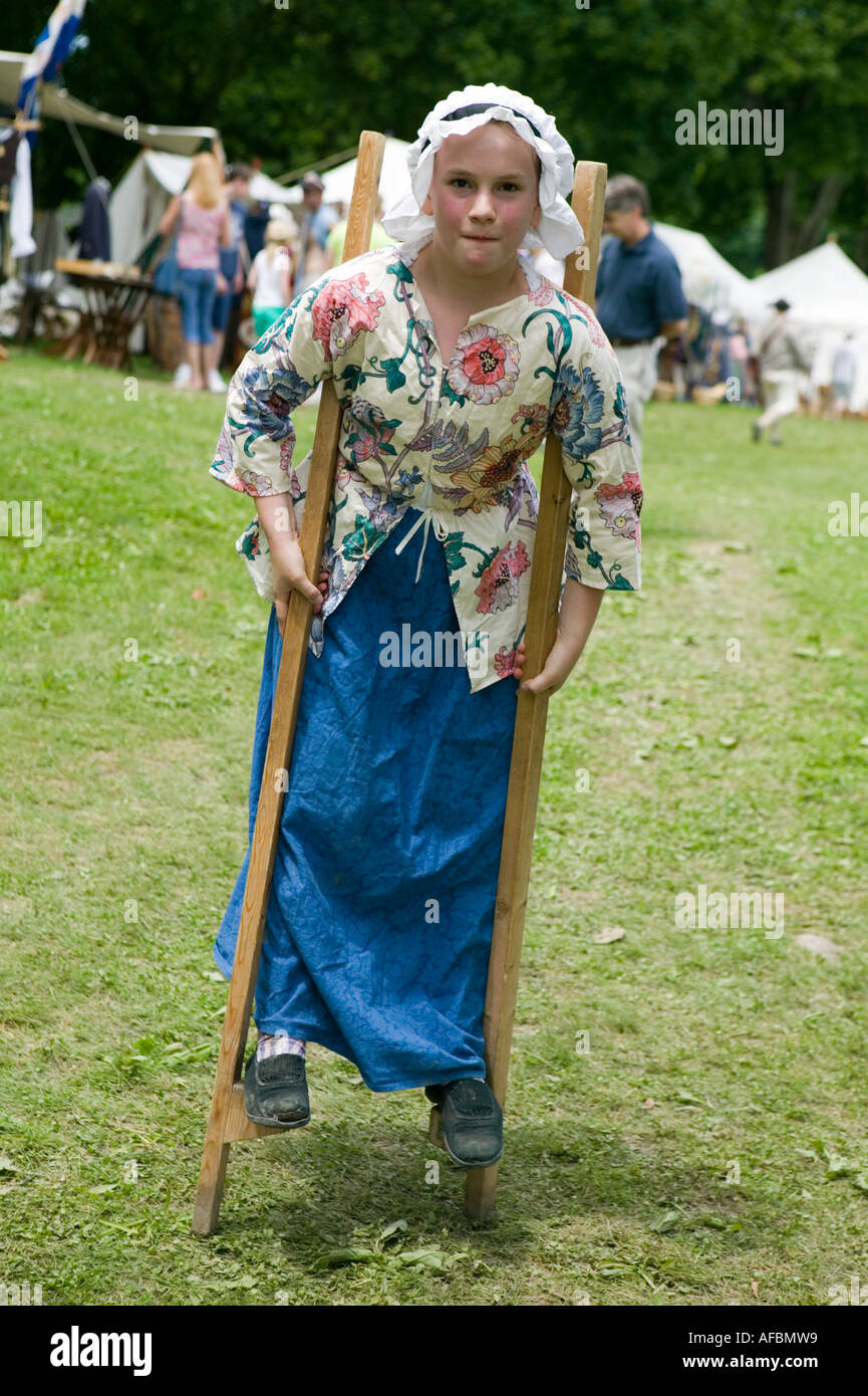 Colonial play little girl Grand encampment at Fort Ticonderoga New York ...