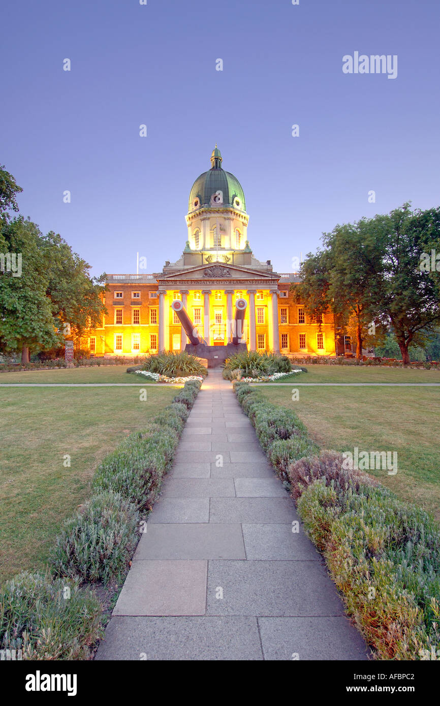 The Imperial War Museum in London at dusk. The building used to be the ...