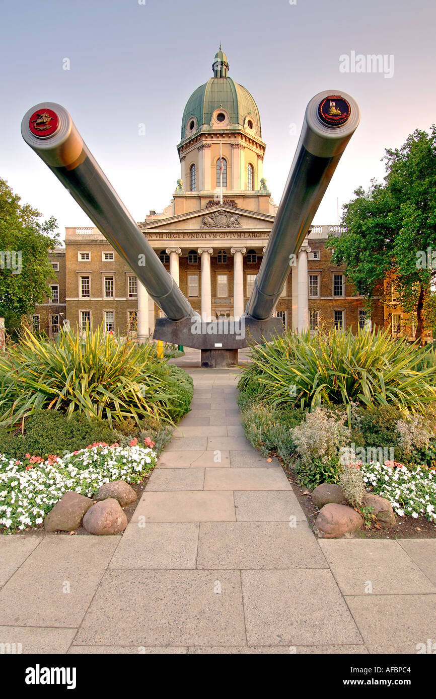 The Imperial War Museum in London at dusk. The building used to be the ...