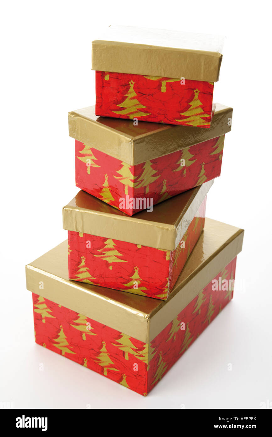 Christmas gift boxes with separate lid Stock Photo - Alamy