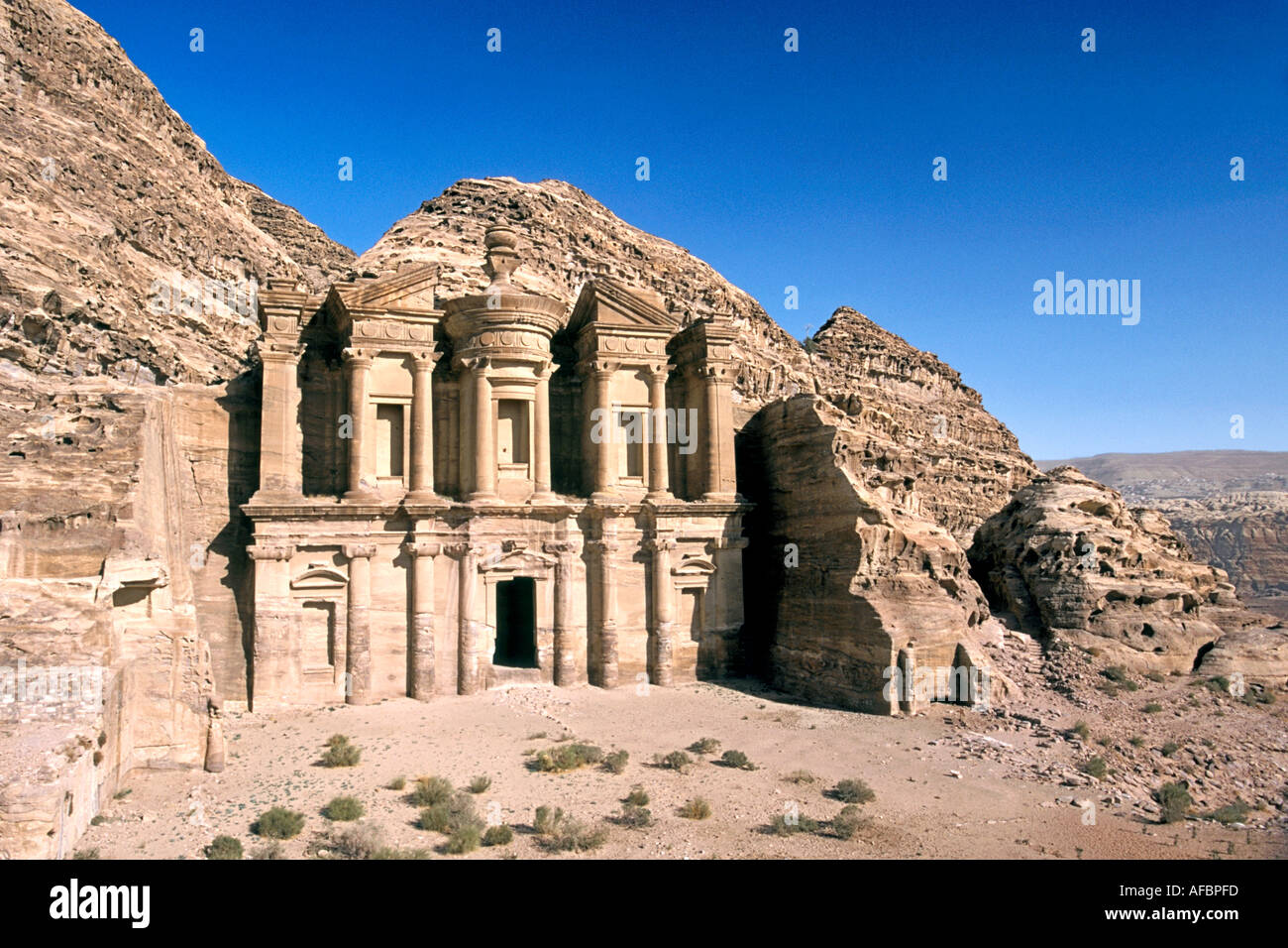 The Monastery in the ancient stone city of Petra in Jordan Stock Photo ...