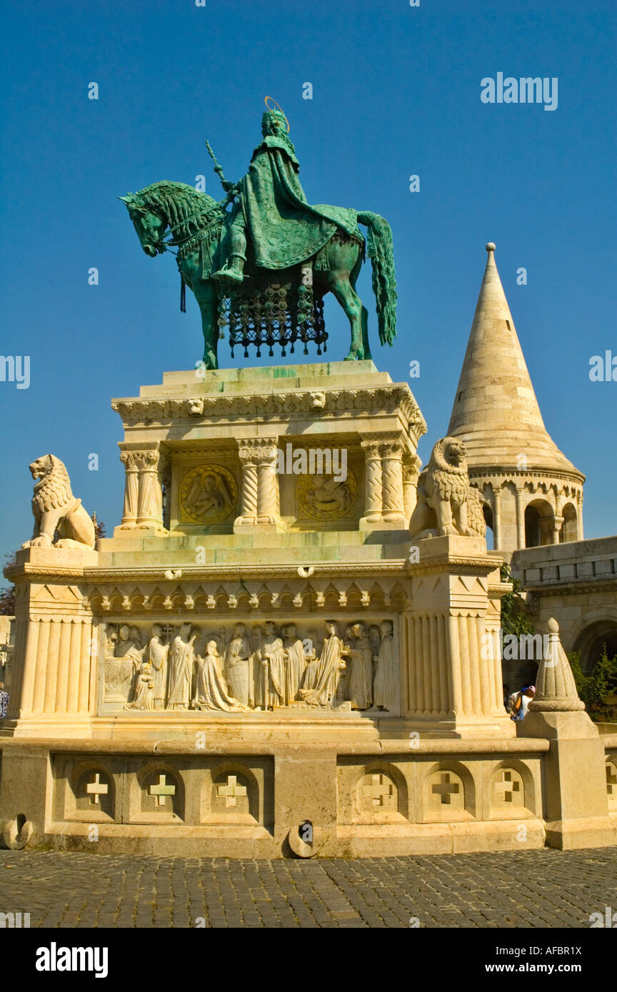 Statue of King Saint Stephen in Buda Castle district central Budapest ...