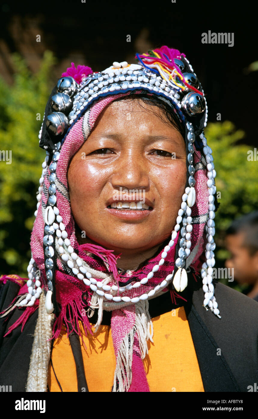 Woman from Akha Hill Tribe, Pang Daeng Village, Chiang Dao, Chiang Mai ...