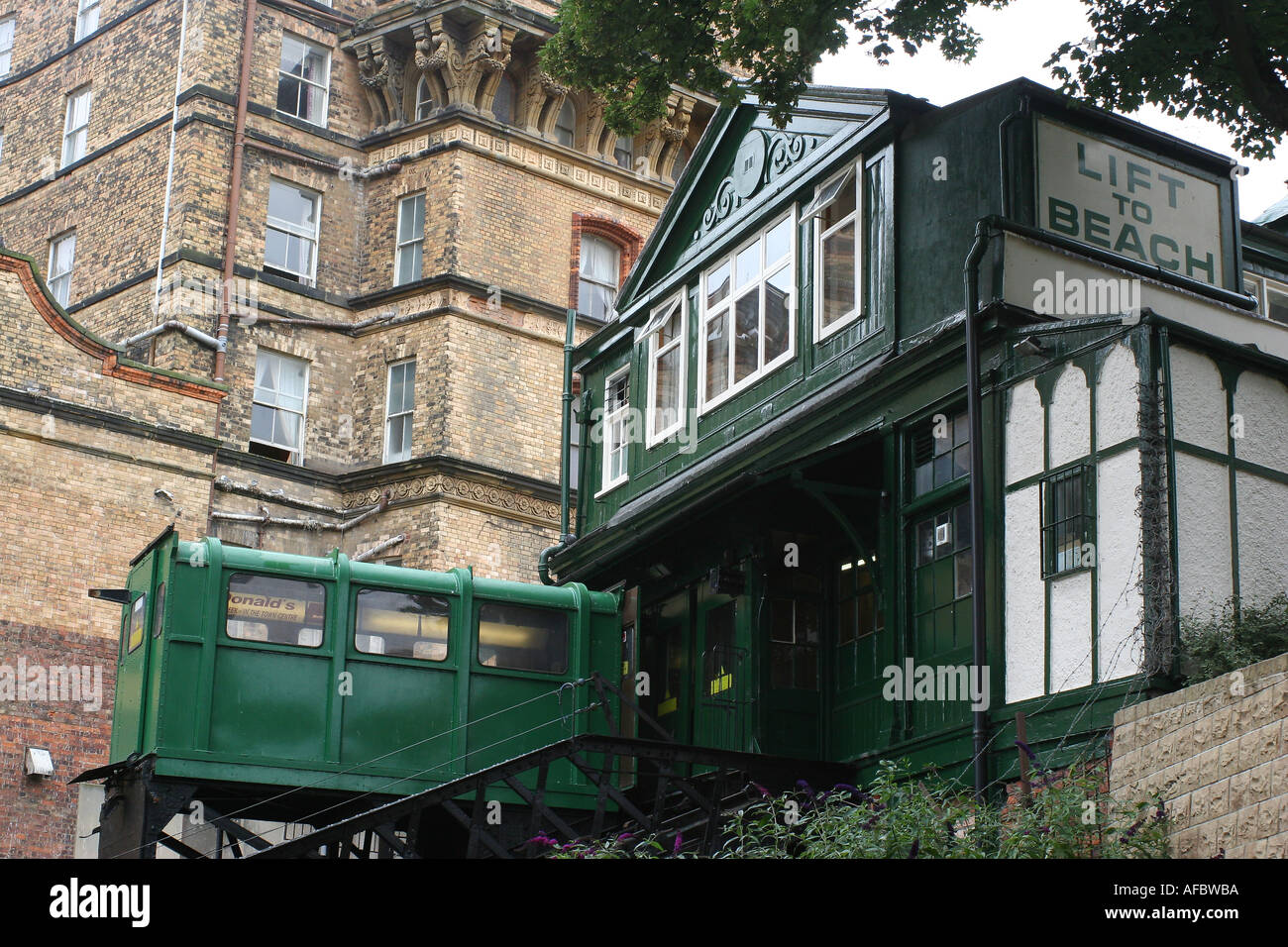 Scarborough Tram to the beach Stock Photo - Alamy