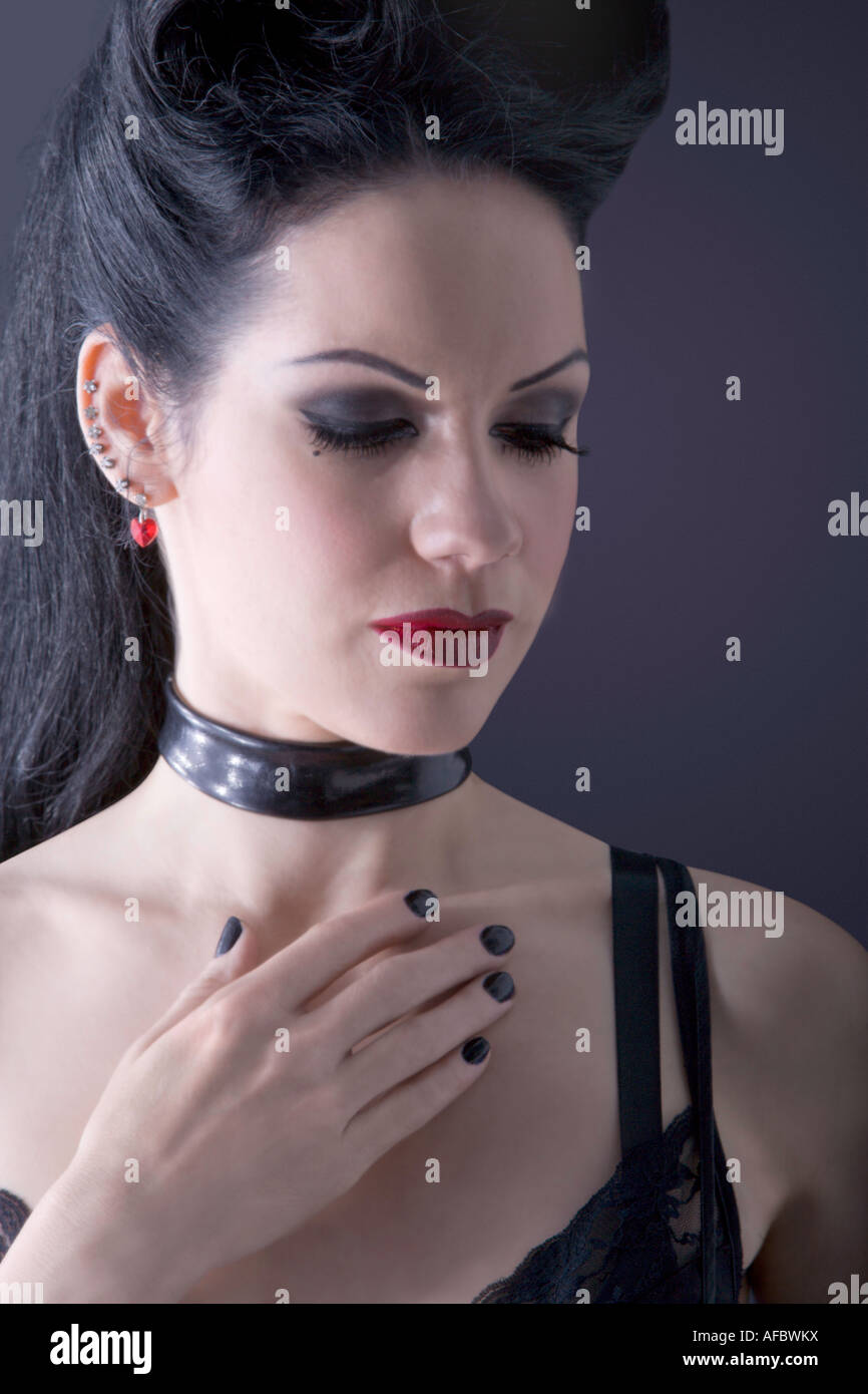 Gothic,Goth Chic, Vamp, Black Leather Stock Photo - Alamy