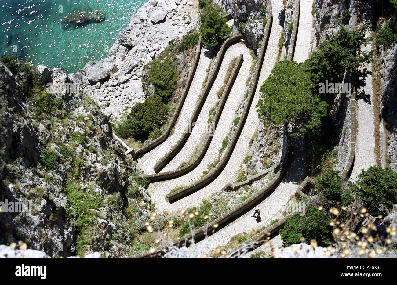 Italy Isle of Capri Via Krupp The path to Marina Piccola Stock Photo ...