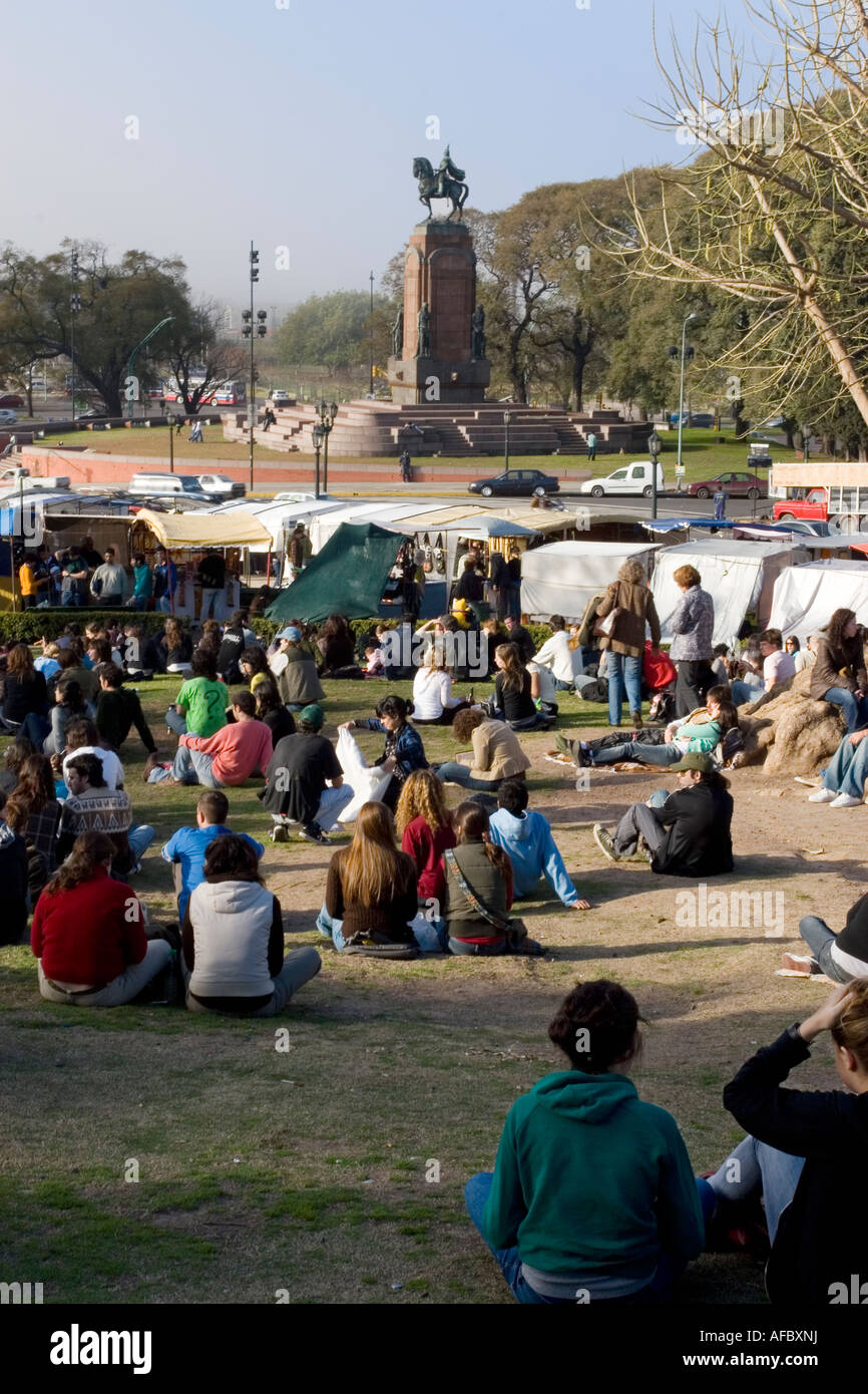 Young Crowd of People Hanging Out in Recoleta Park, Buenos Aires Stock ...