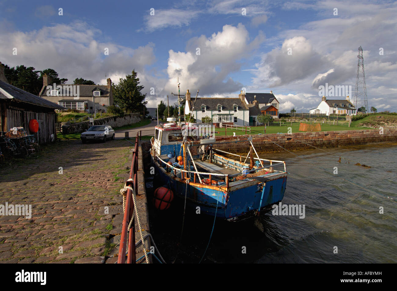 Cottages and houses of small coastal community of Little Ferry seen ...
