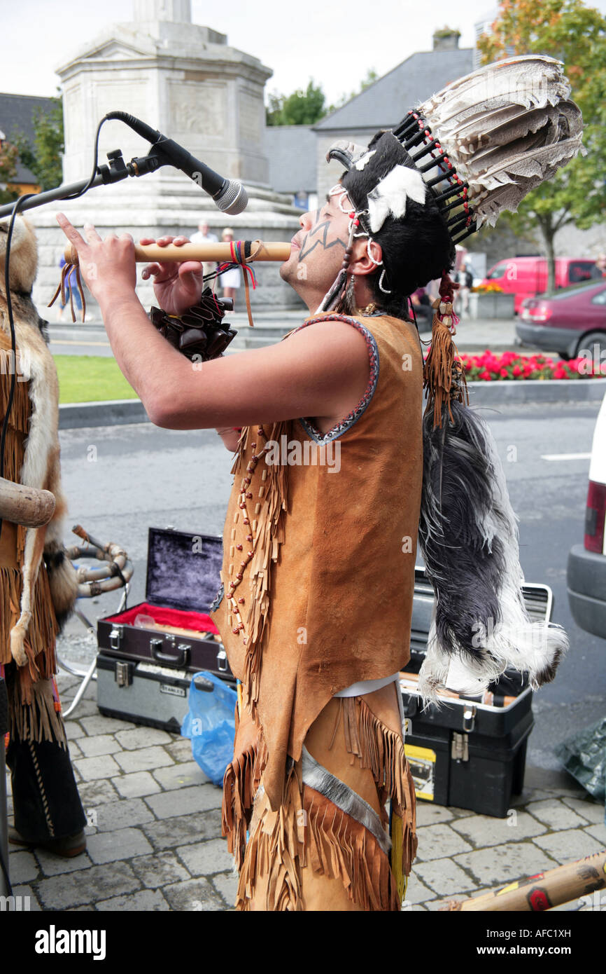 Peruvian busker playing in Westport Co Mayo Ireland Stock Photo - Alamy