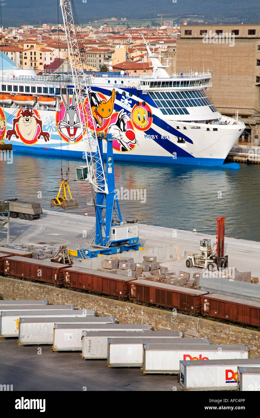 Docked Ferry Port of Livorno Tuscany Italy Stock Photo - Alamy