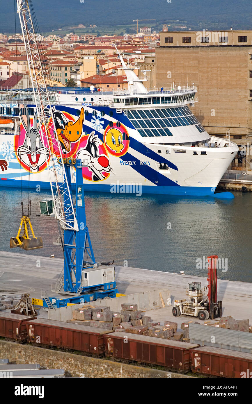 Docked Ferry Port of Livorno Tuscany Italy Stock Photo - Alamy