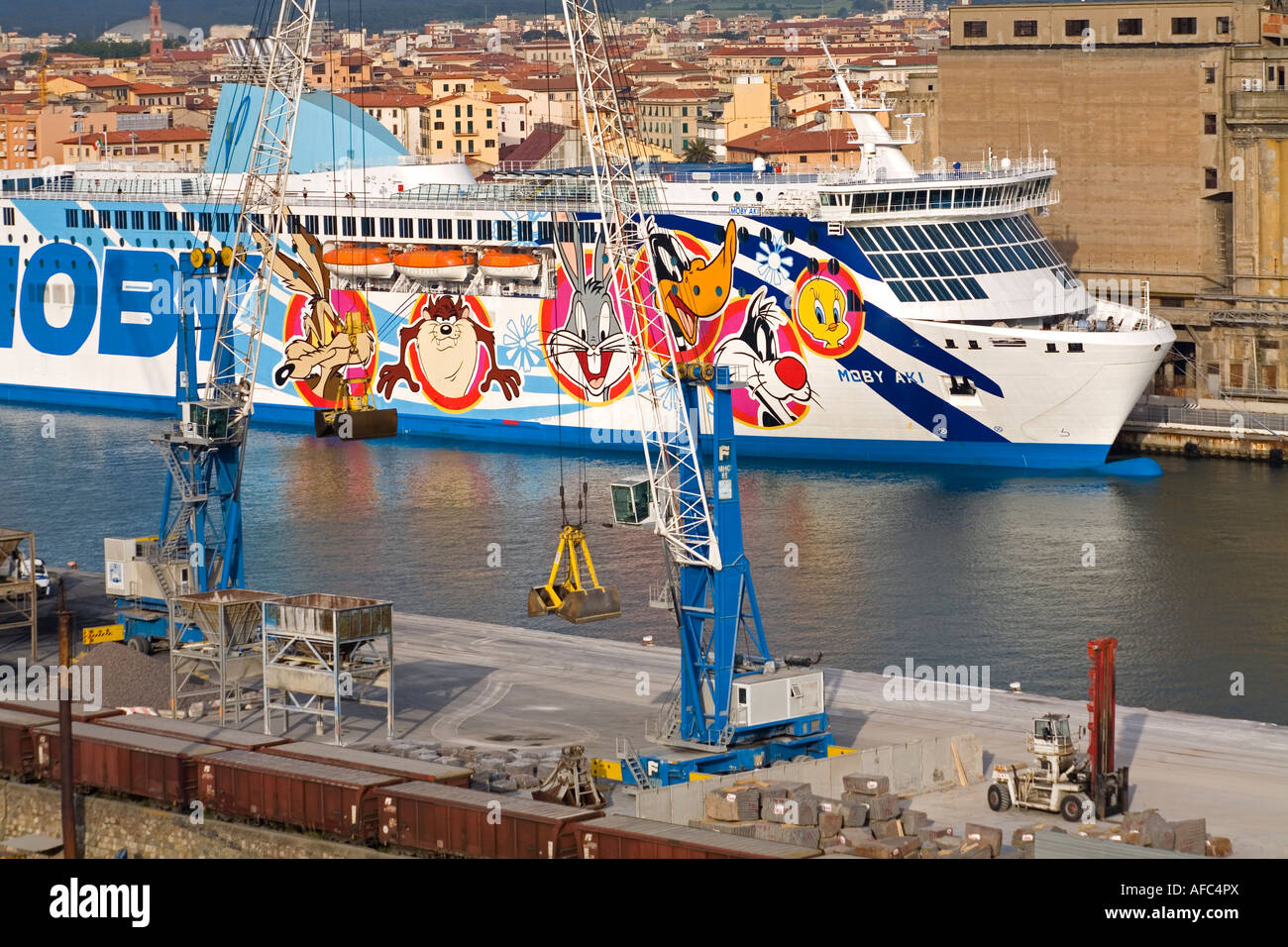 Docked Ferry Port of Livorno Tuscany Italy Stock Photo - Alamy
