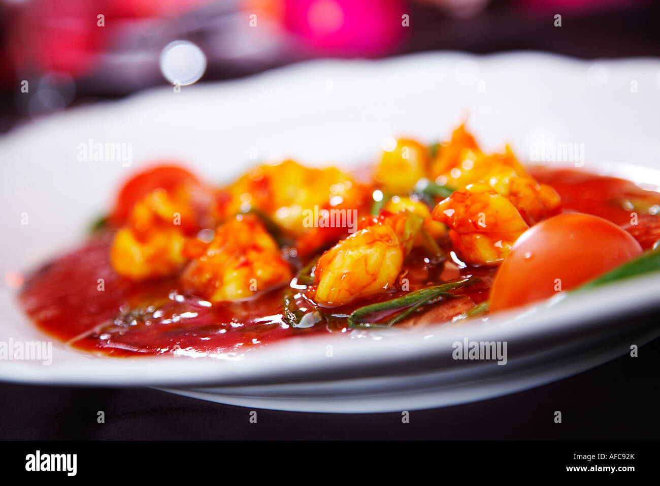 Thai Chingri, Tiger king prawns cooked with spring onion, ginger ...