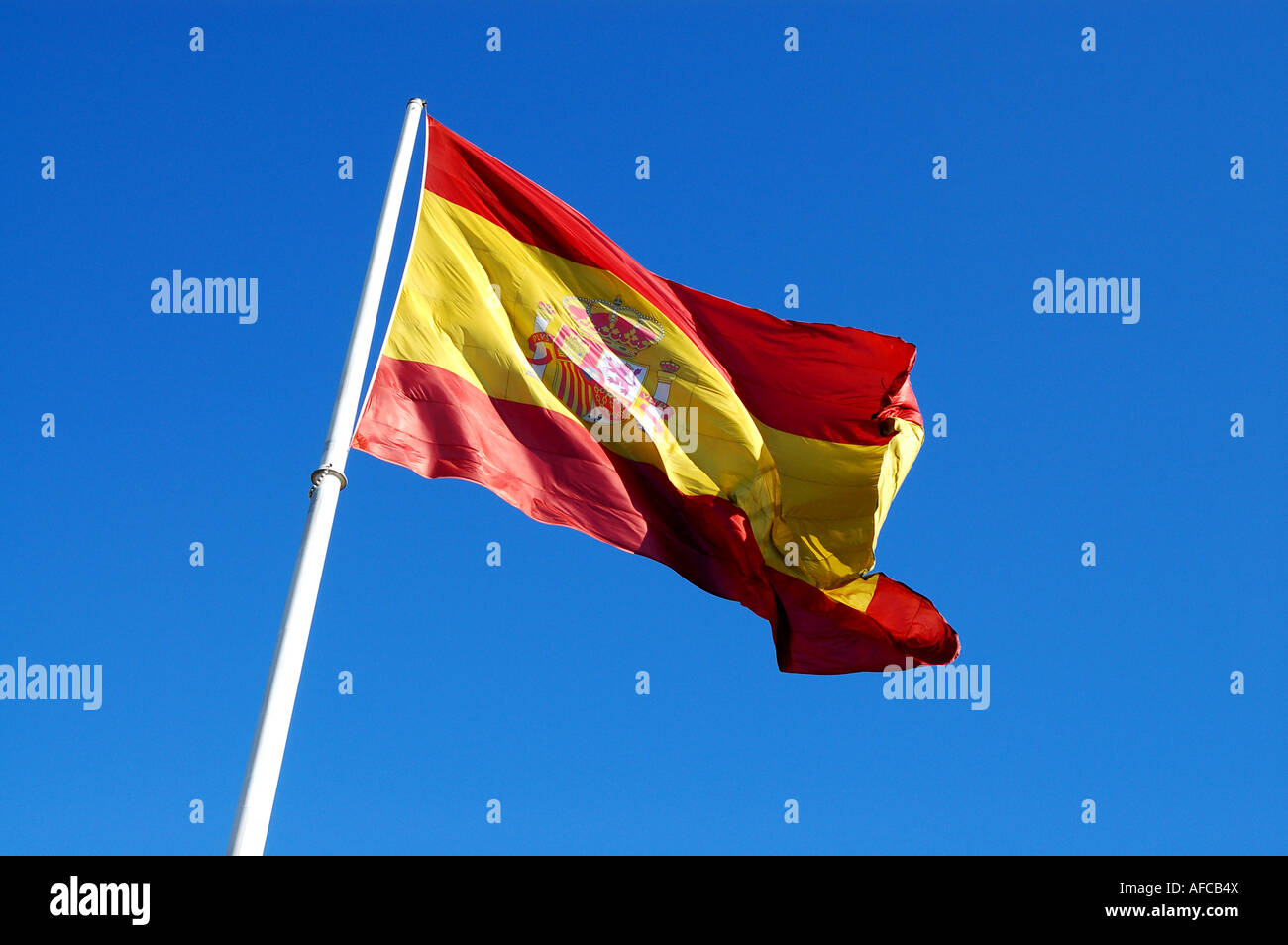 Spanish Flag flying in Madrid, Spain Stock Photo - Alamy