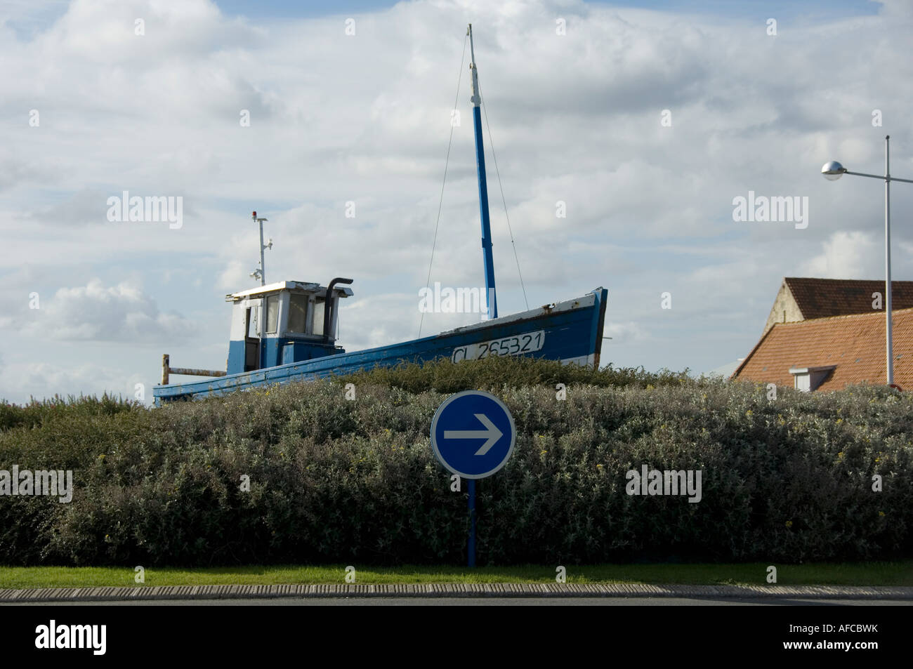 fishing boat on roundabout at sangatte near calais Stock Photo - Alamy