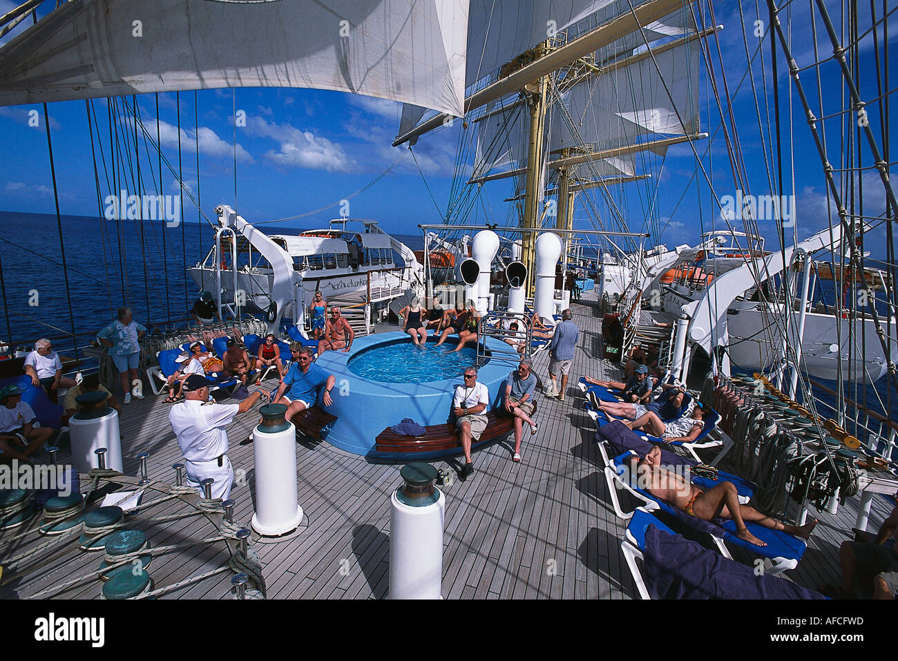 Sundeck, Royal Clipper, Royal Clipper Caribbean Sea Stock Photo - Alamy