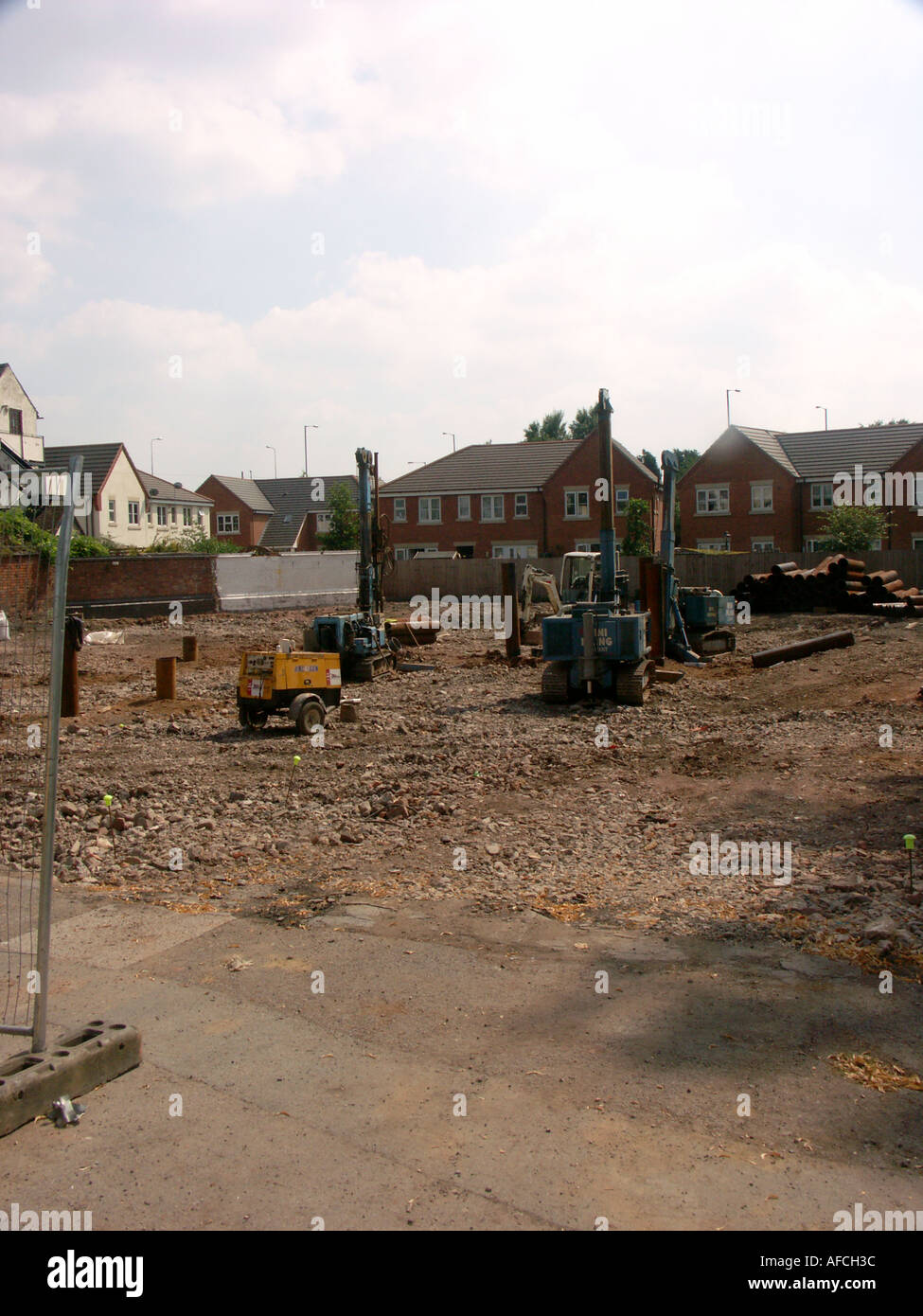 Piling Equipment on building site with piles in the background. New ...