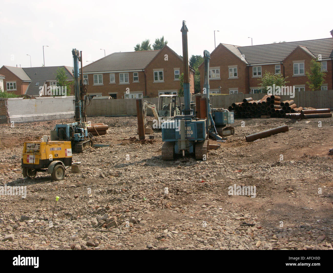 Piling Equipment on building site with piles in the background 2 Stock ...