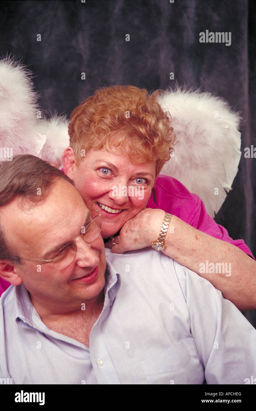 Happy older angel couple. St. Paul, Minnesota Stock Photo - Alamy