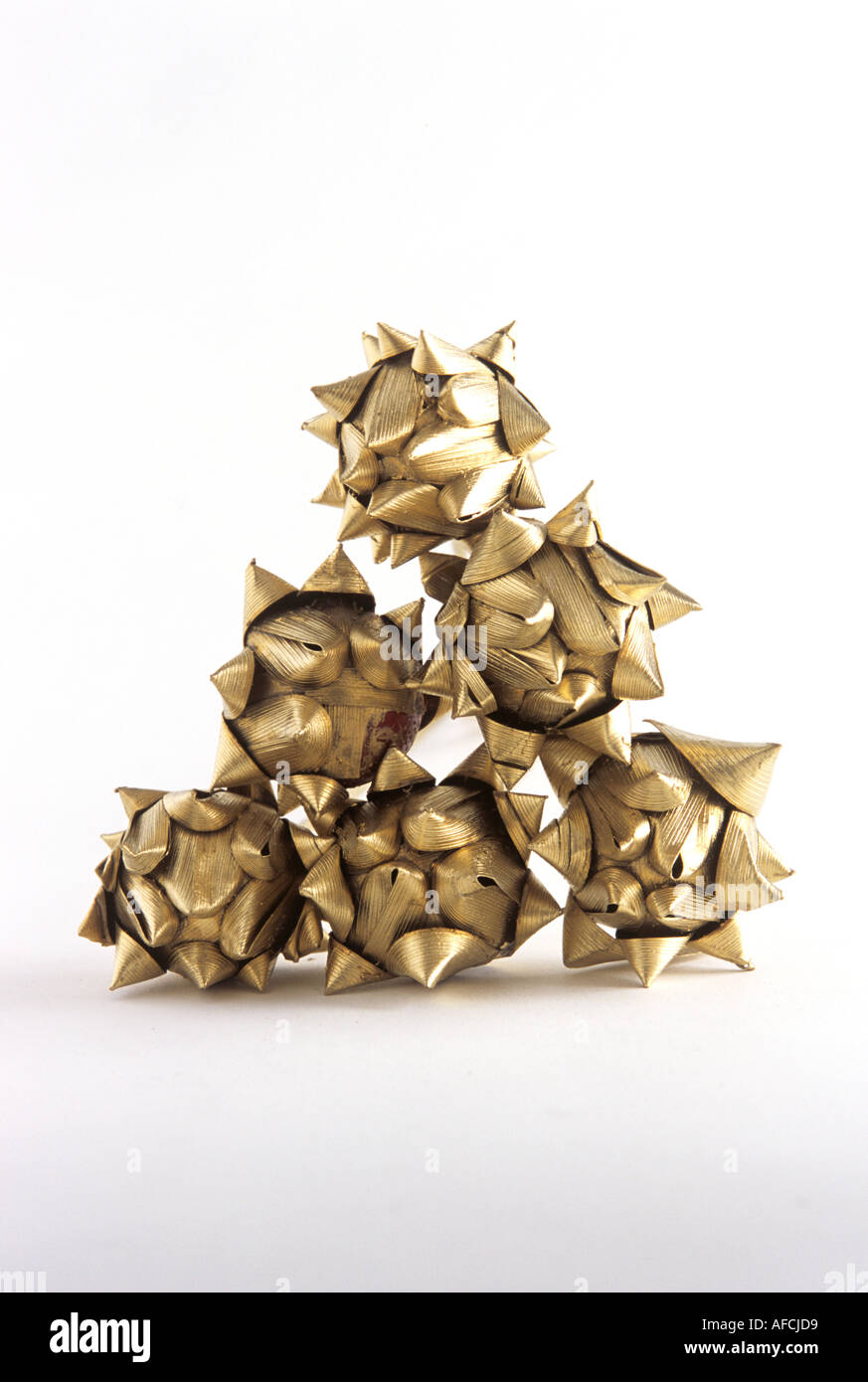 PILE OF CHRISTMAS PARCEL DECORATIONS ON WHITE BACKGROUND Stock Photo ...