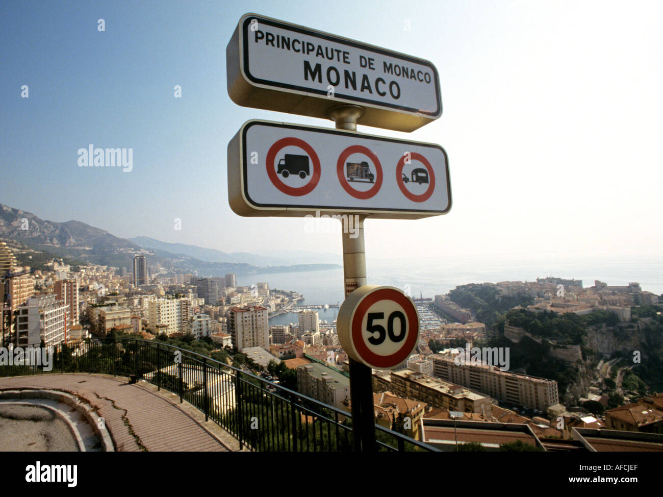 SIGNPOST AND VIEW OF MONTE CARLO MONACO Stock Photo - Alamy